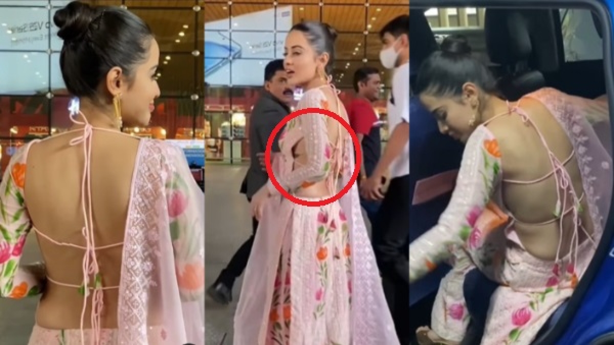 braless Urfi Javed in backless suit Urfi Javed worst oops moment video when raise hand - Hindi ...