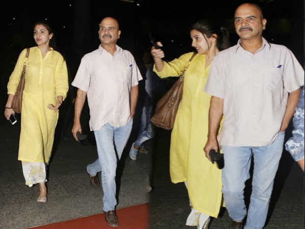 anushka sharma spotted at airport with father - Hindi Filmibeat