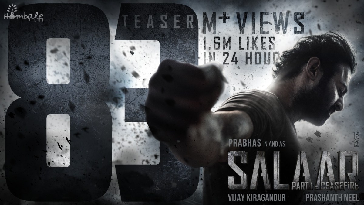 Salaar Part 1: CEASEFIRE teaser Break Records, garnered 83 Million plus Views in just 24 Hours ...