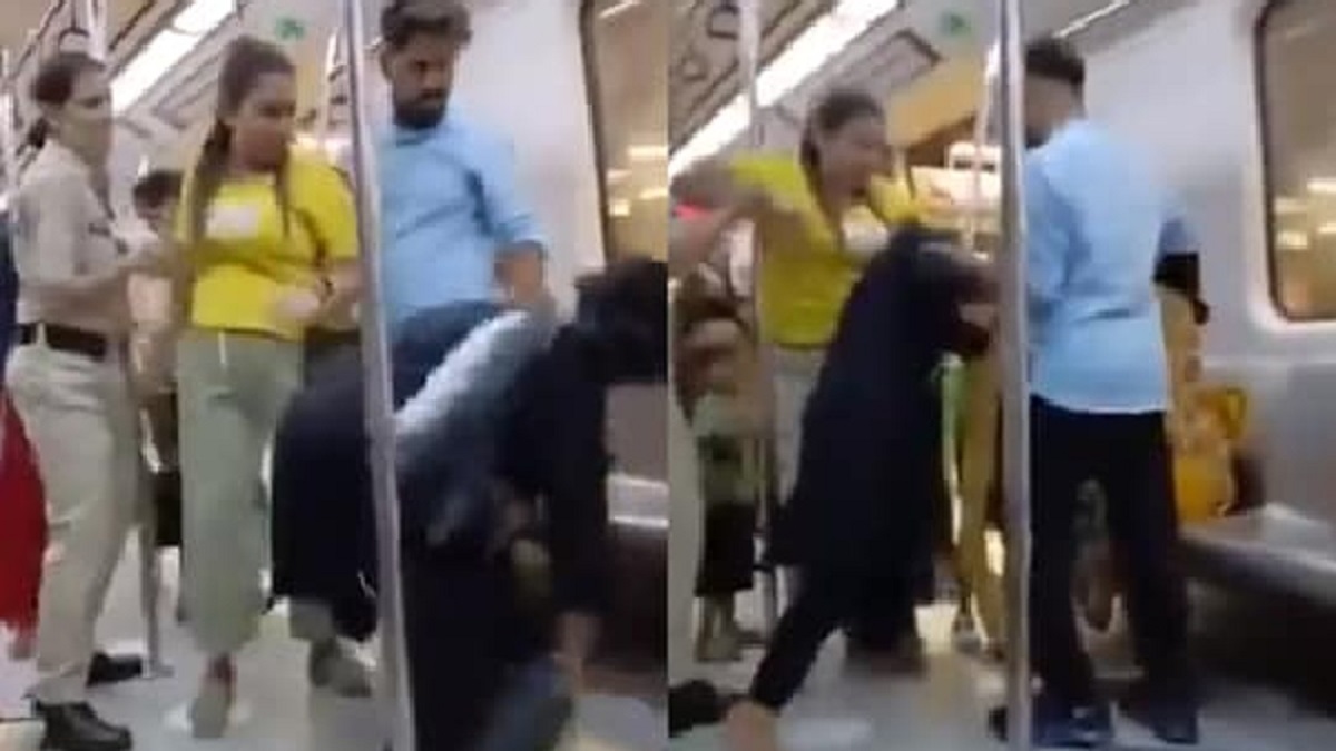 Delhi Metro fight ladies brutally fight for seat Delhi Metro ladies ...