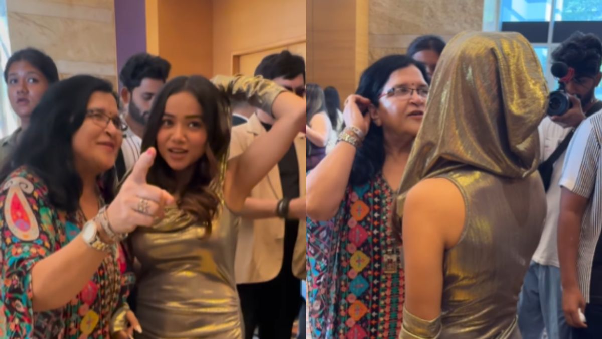 Manisha Rani touched the feet of Mannara Chopra's mother in bombay ...